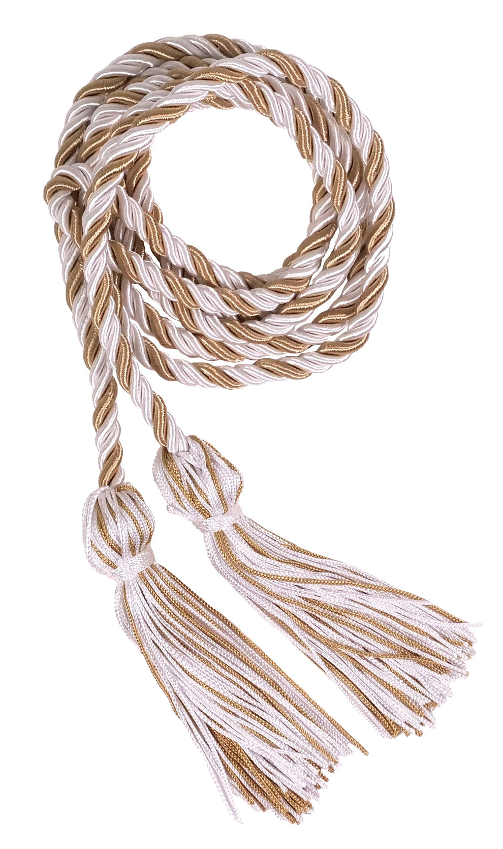 White and Antique Gold Intertwined Graduation Honor Cord – Gradshop