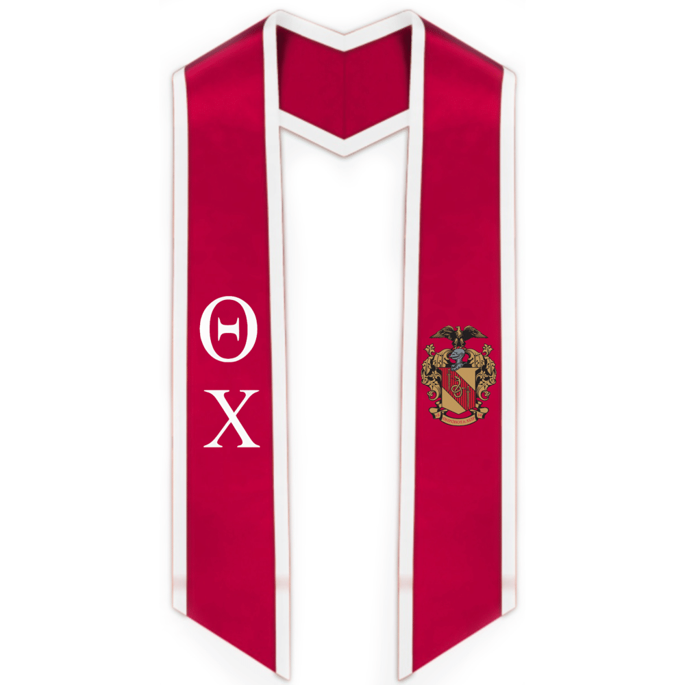 Theta Chi Trimmed Greek Lettered Graduation Stole With Crest – Gradshop